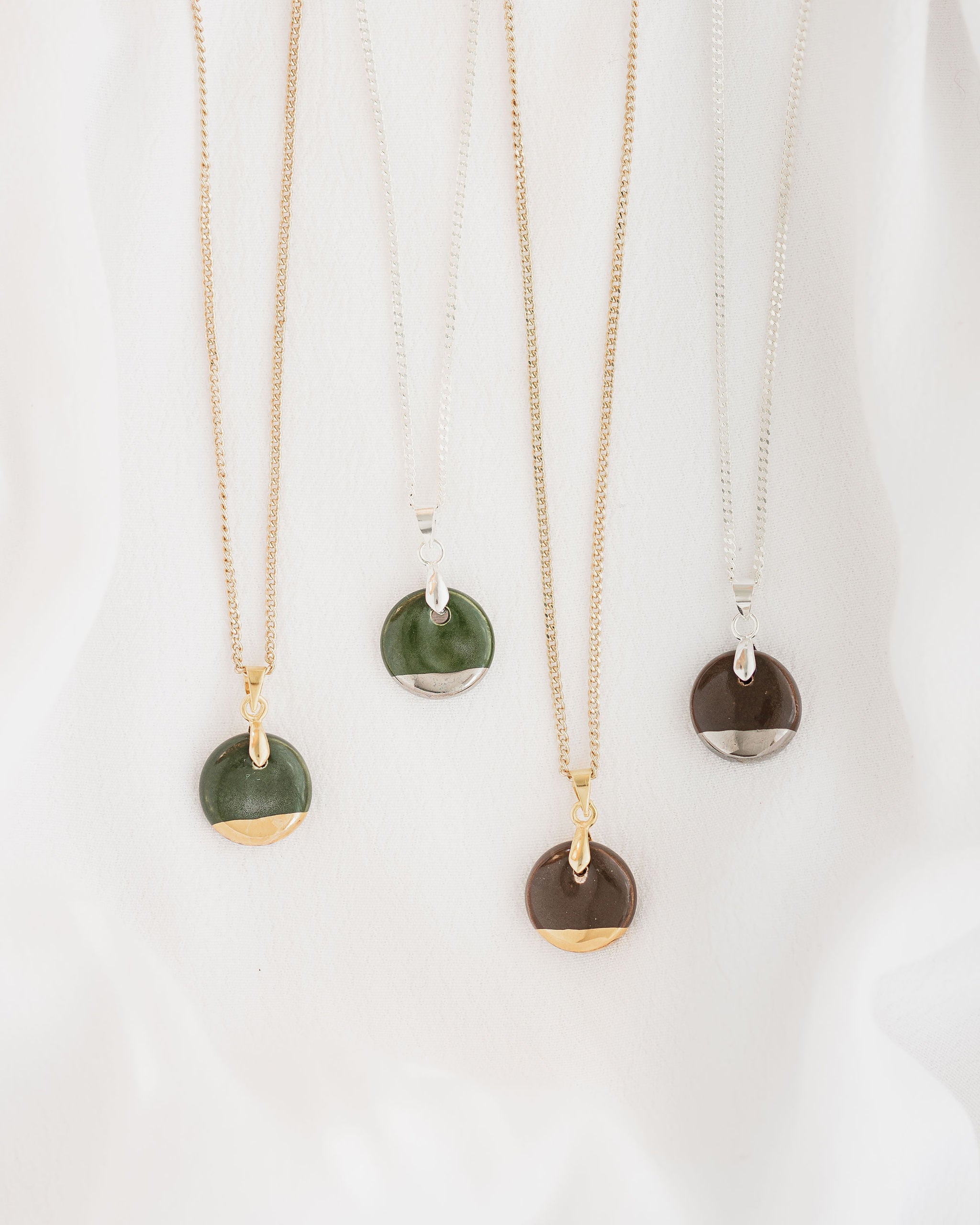 *New Colours* Circle shaped Ceramic pendant necklace – White Rain Designs